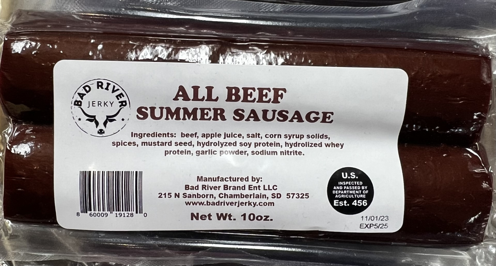 Bad River Beef Summer Sausages (Asst flavors) - South Dakota Popcorn ...